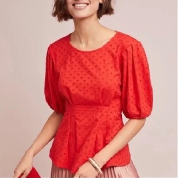 Anthropologie | Tops | Anthropologie Eva Franco Reeves Eyelet Peplum ...